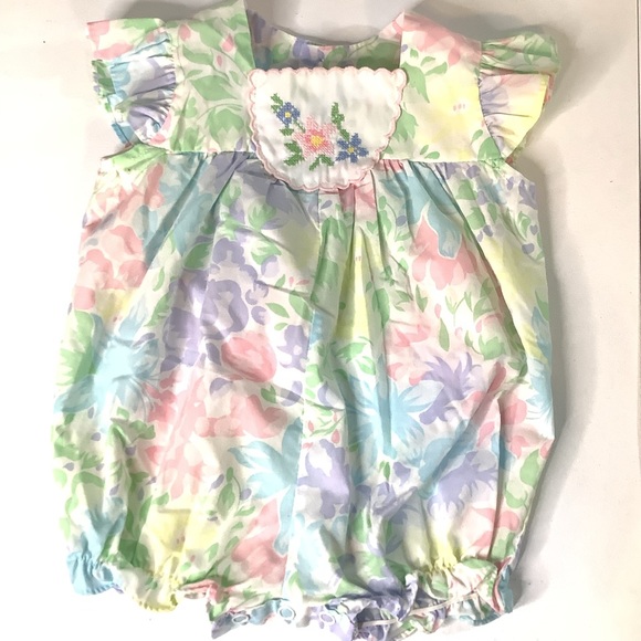 Vintage | One Pieces | Vintage Infant Girl Embroidered Floral Bubble Romper 8 Months | Poshmark